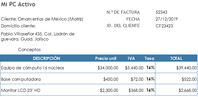 La tasa de IVA la define el cliente