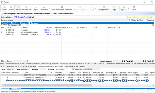 Registro de las operaciones para DIOT / DPIVA tomando en consideración ...
