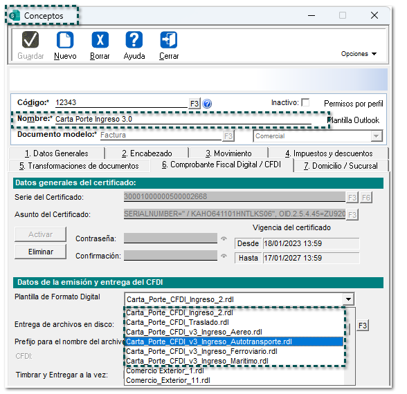 Nuevas plantillas para documentos de "Traslado" e "Ingreso" para el Complemento Carta Porte 3.0.
