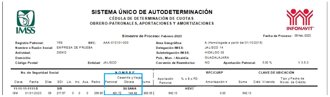 Cuota patronal de Cesantía y Vejez