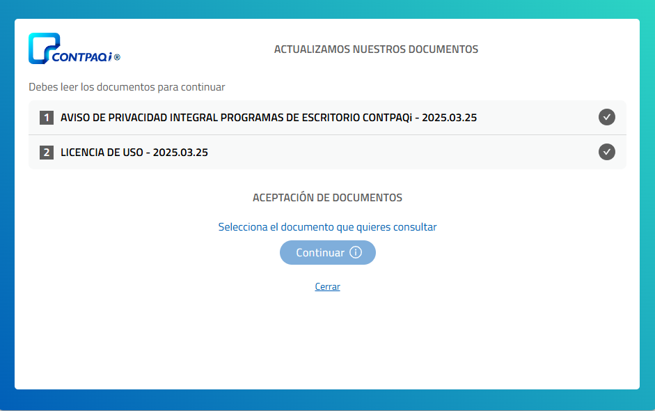Aceptación de documentos legales
