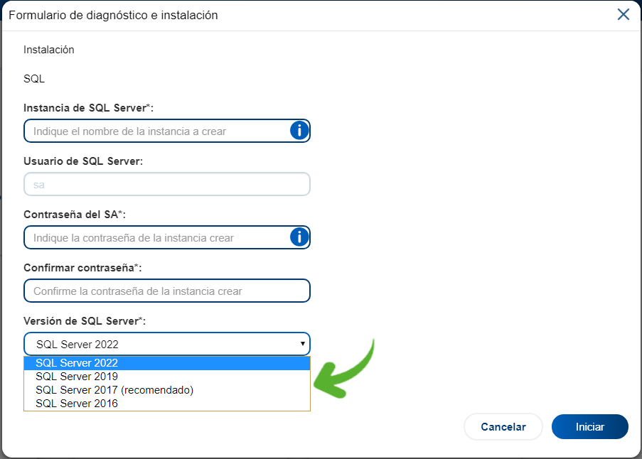 Eliminación de opción para instalar SQL 2014