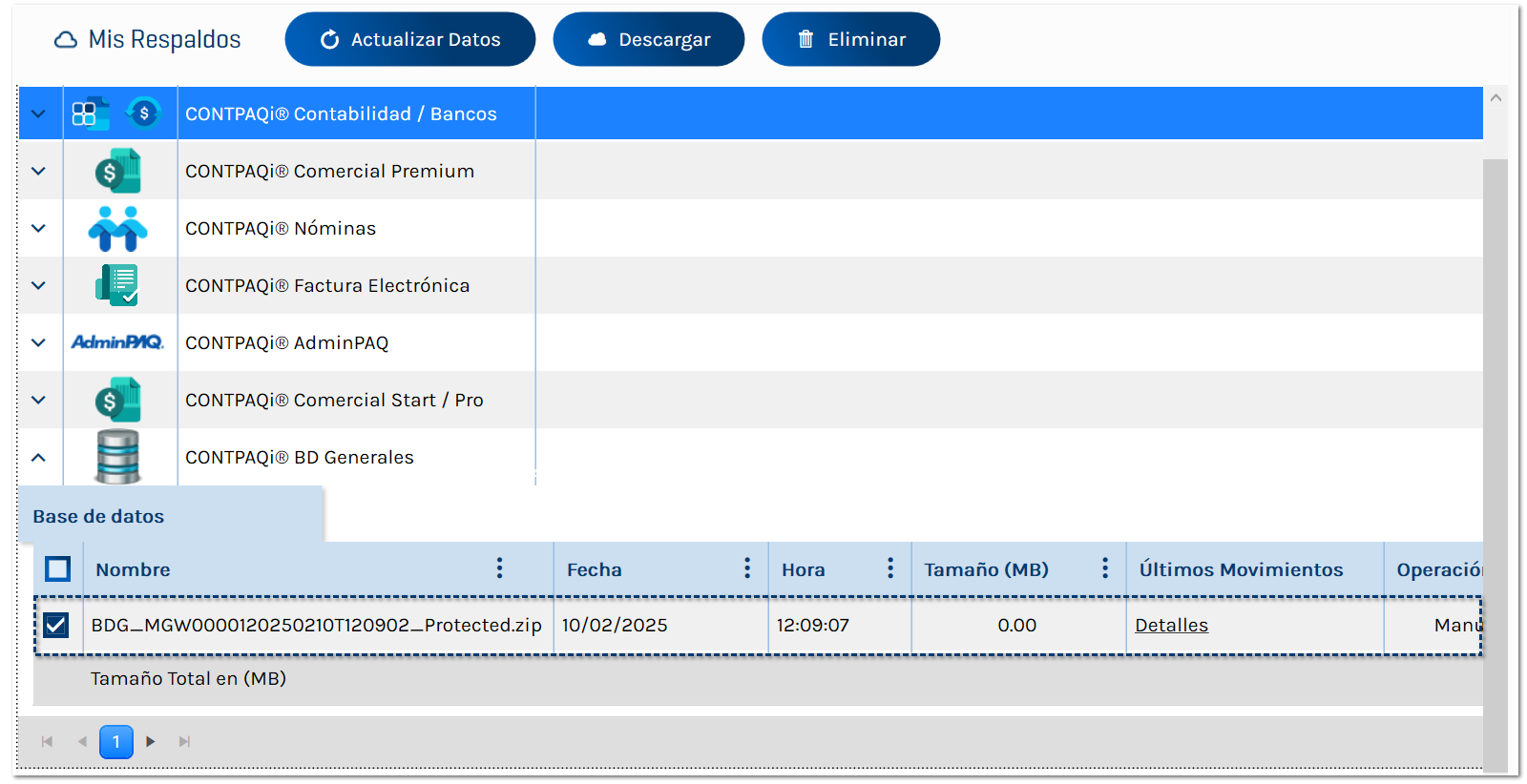 Respaldo de base de datos general CONTPAQi Factura Electrónica®