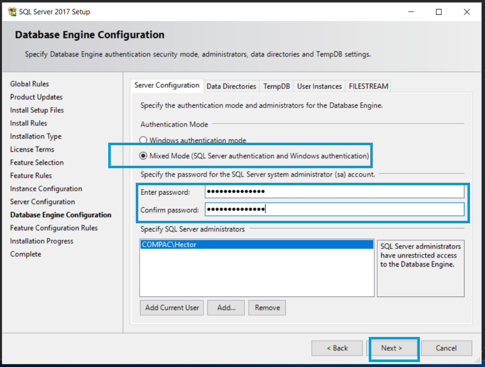 Instalación SQL Server