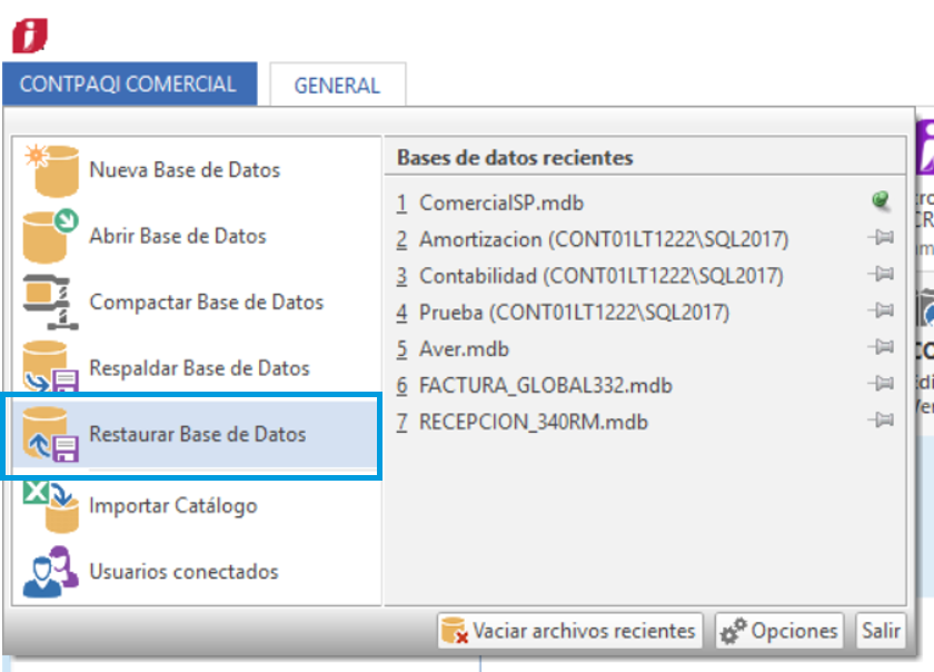 Restaurar Base de Datos