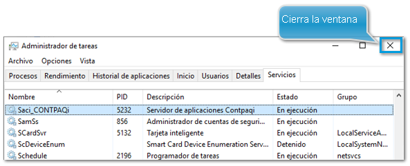 Detener e Iniciar servicio Saci_CONTPAQi