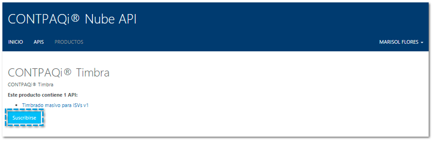 Suscripción al API o Producto